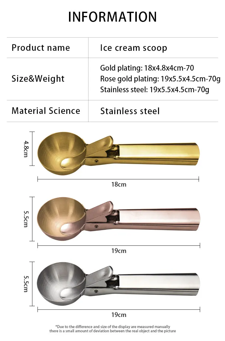 Heavy Duty Metal Ice Cream Scooper Safe Premium Stainless Steel And ...