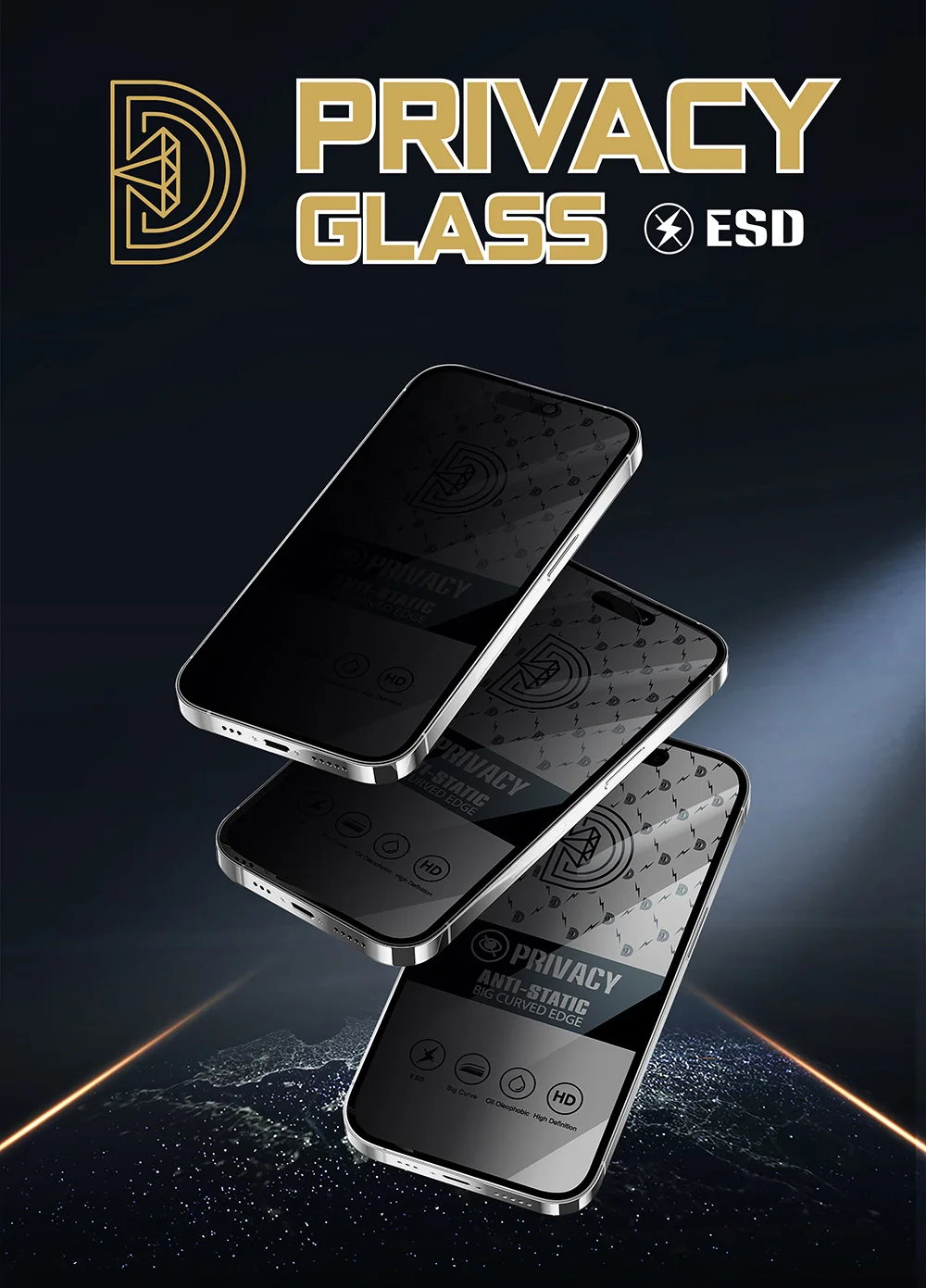 Privacy Golden Diamond 30 Degrees Esd Anti-peep Anti-fingerprint ...