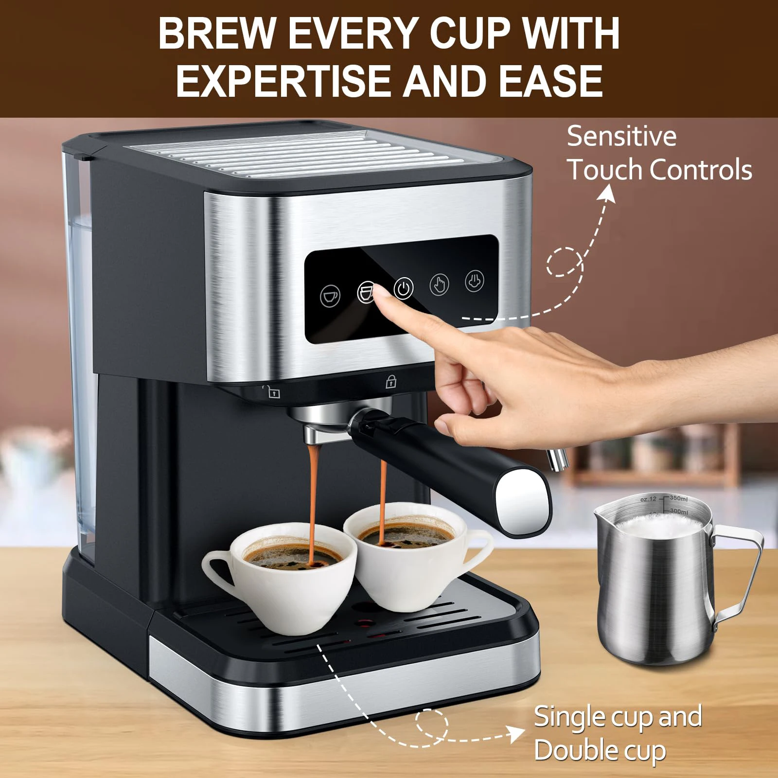 1.8l Detachable Water Tank Smart Coffee Makers 15bar Automatic Espresso ...