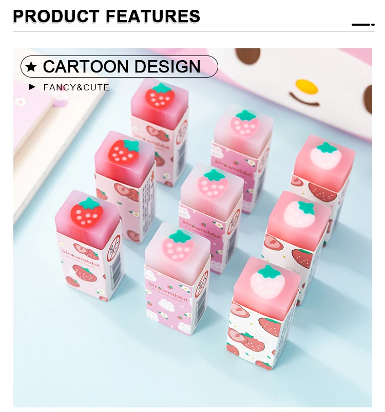 IIGEN Creative Cartoon Strawberry Rabbit Sandwich Eraser Children's ...