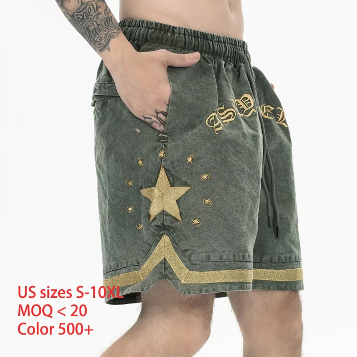 Custom Unisex Embroidered Print Summer Sweat Shorts 100% Cotton Shorts ...