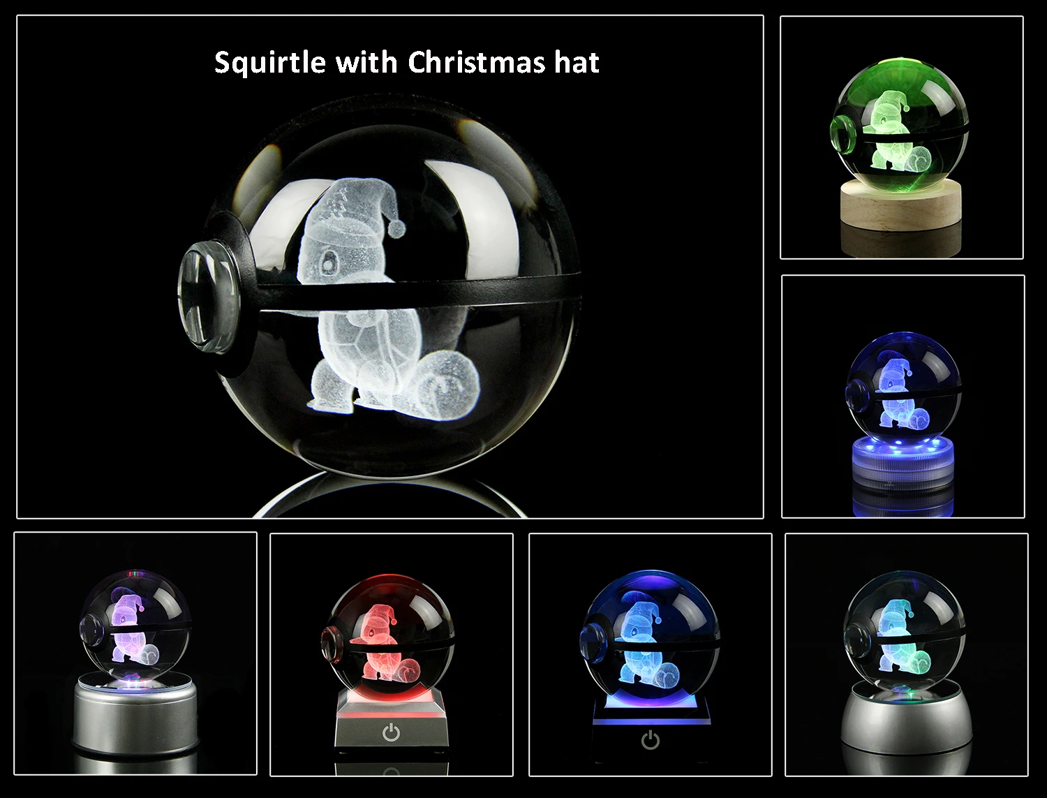 New Pokemon Design 5cm Glowing Glass Pokeball LED Light Stand