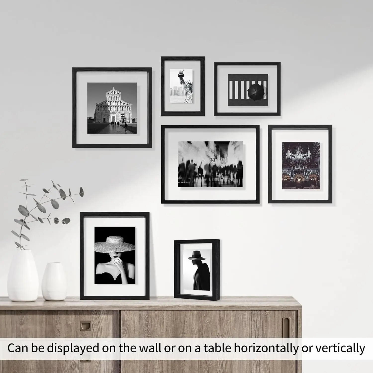 Double Glass Floating Photo Frames Wooden Photo Frame For Wall Mount Or ...