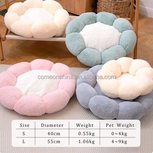 Soft And Comfortable Flower Cat Bed Plush Dog Mat Round Pet Cat Bed ...