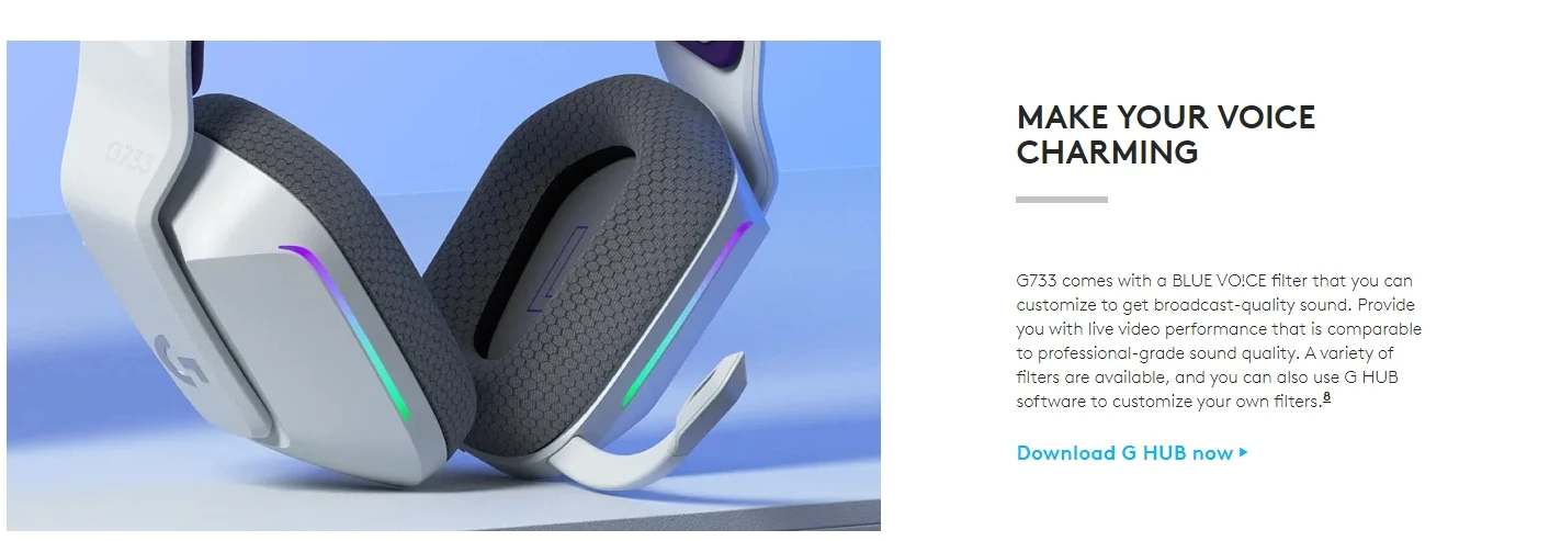 LOGI-TECH G733 Wireless Gaming Headset Computer Usb 2.4g Wireless 7.1 ...