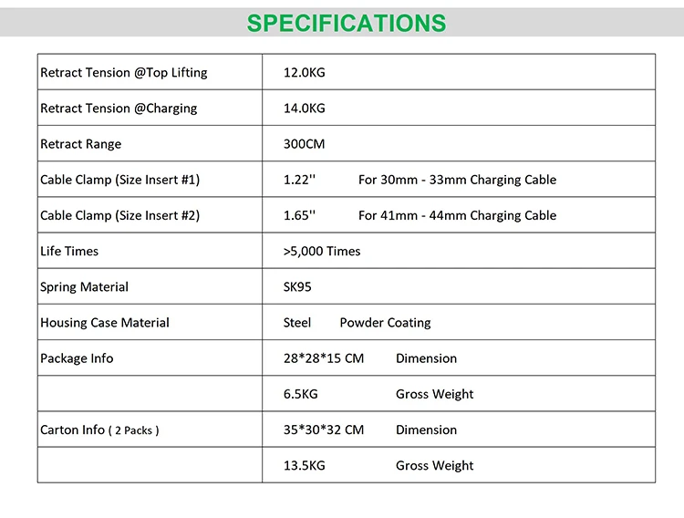 Dc Fast Ev Charger Cable Management System Ratchet Lock Stop Spring ...