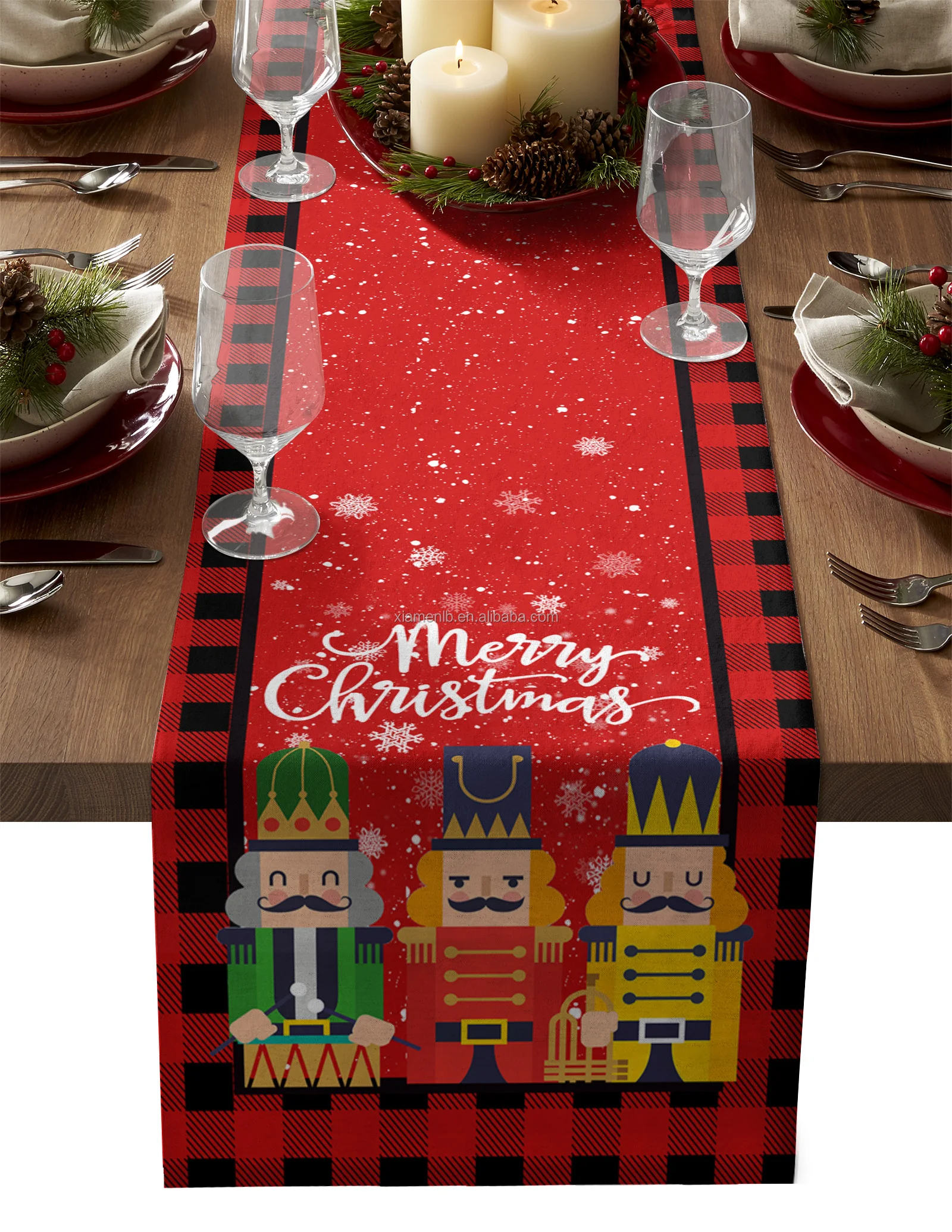 Nutcrackers Dining Table Decor Waterproof Linen Table Runner And Mats ...