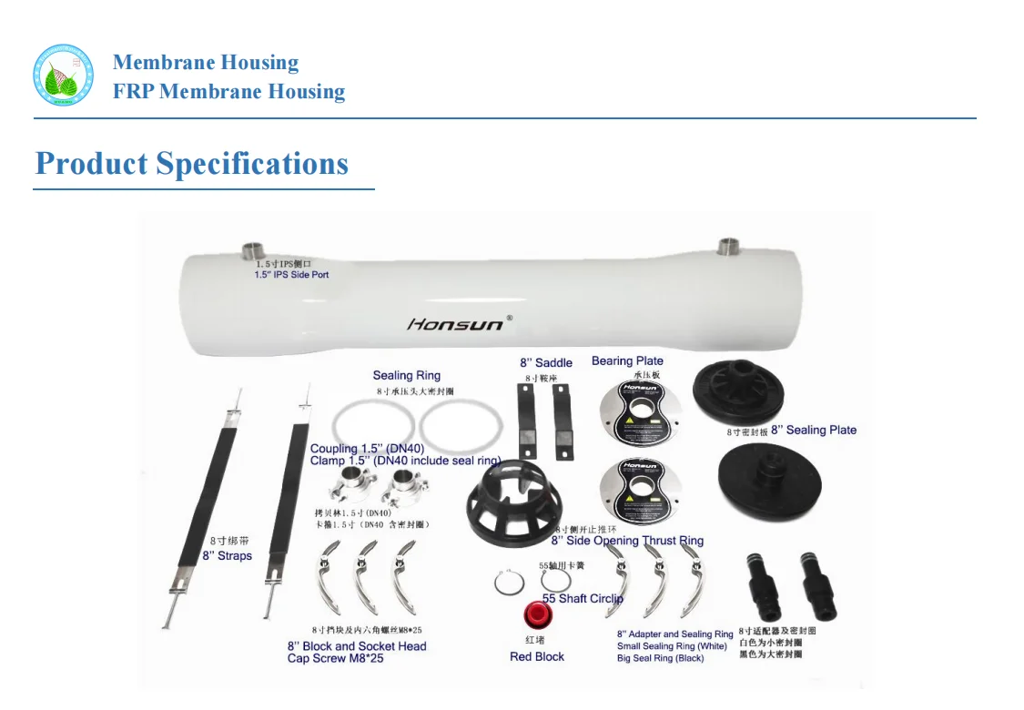 300psi Side Port Frp Ro Membrane Housing Glass Sea Light Membrane ...