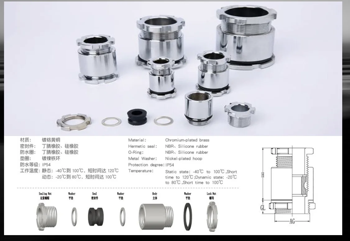 Jis Type Brass Marine Cable Gland Chromium Plated Cable Joints ...