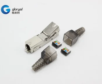 Rj45 Double Twins Stp Cat.6a Or Cat.6 Connector Toolless Cat6a Modular Connectors Plug Metal ...