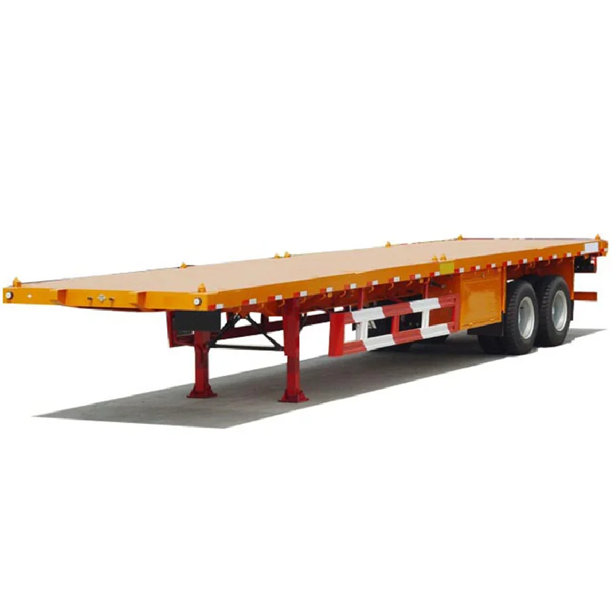 3 Axl 40ft Frame Flatbed Container Semi Trailer For Pickup Trucks Steel ...