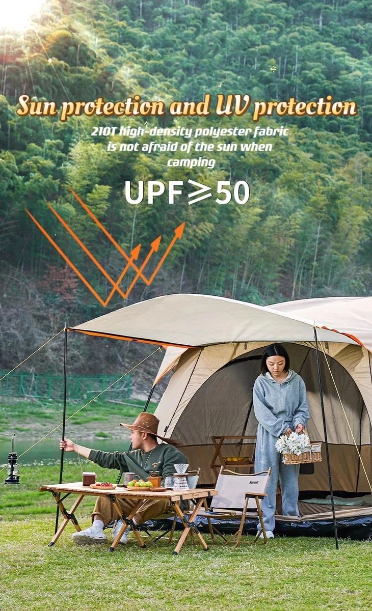 Safari Tent Luxury Canvas Glamping 6 Person Black Popup Camping Tent ...