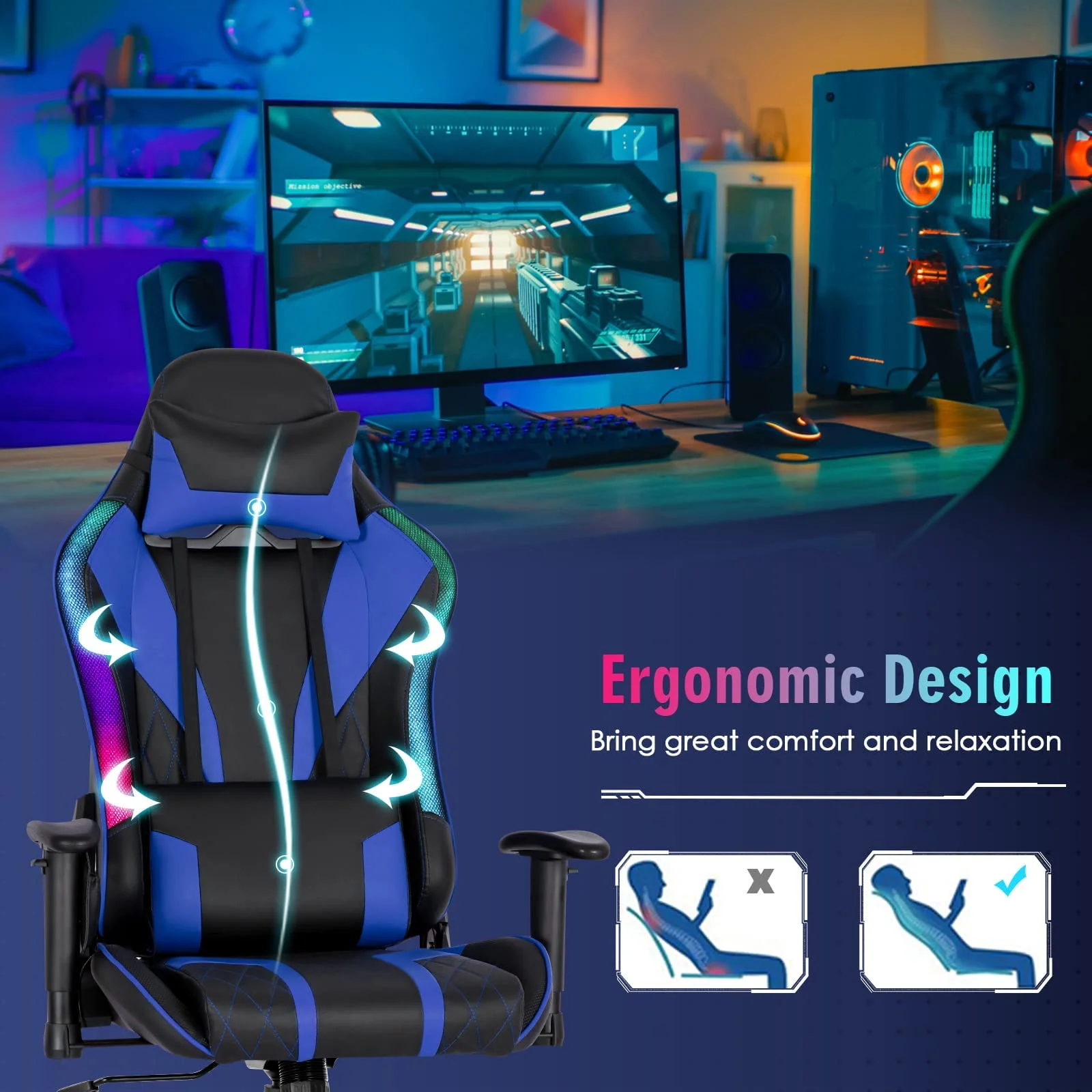 Racing Gamer Oyuncu Koltugu Gaming Chair Rgb Free Sample Reclining ...