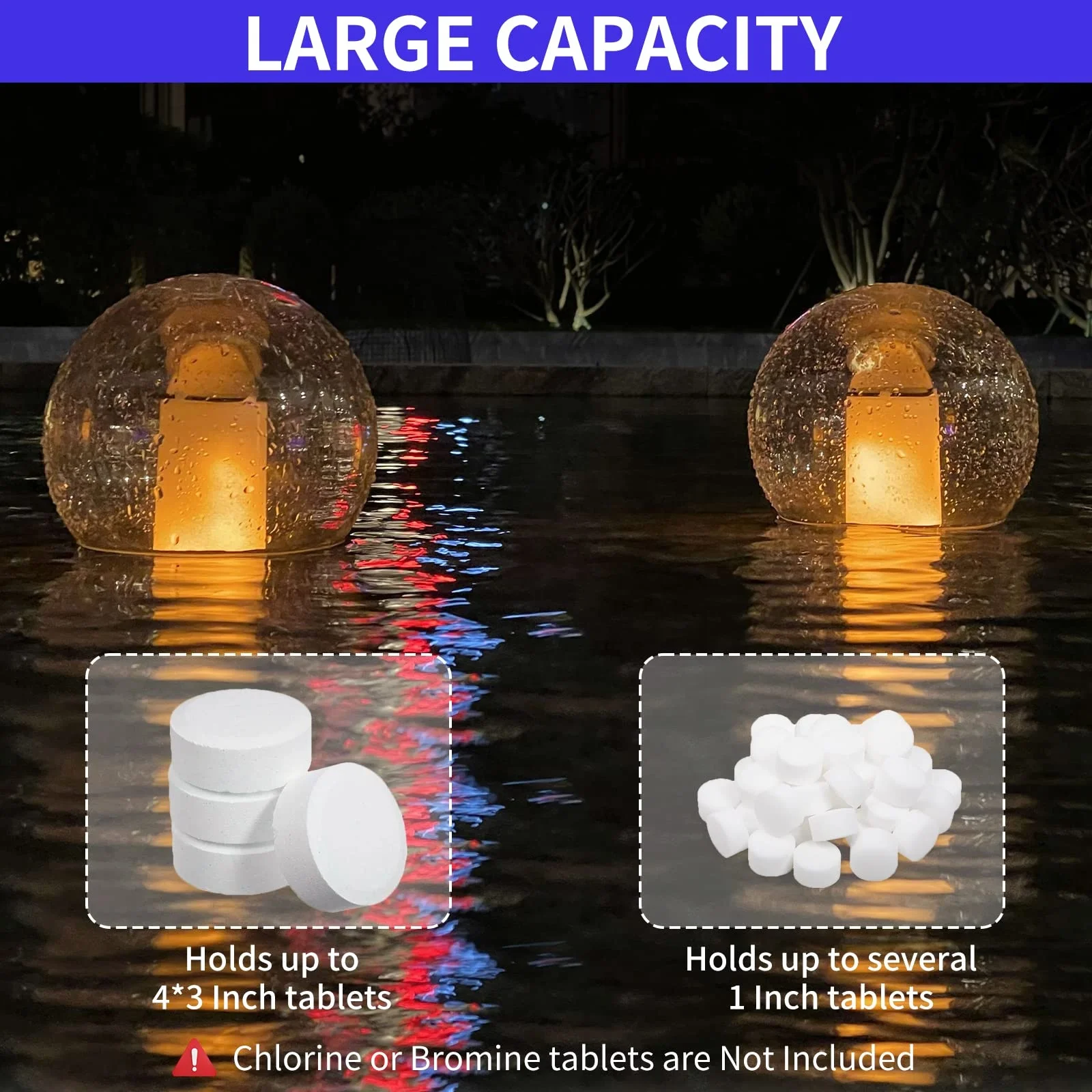 Floating Chlorinator & Bromine Holder for Chlorine Tablets 3 Inch ...