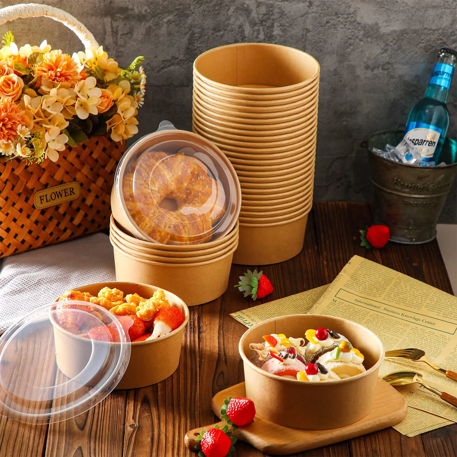 Disposable Eco Friendly Disposable Bowls Biodegradable Kraft Paper ...