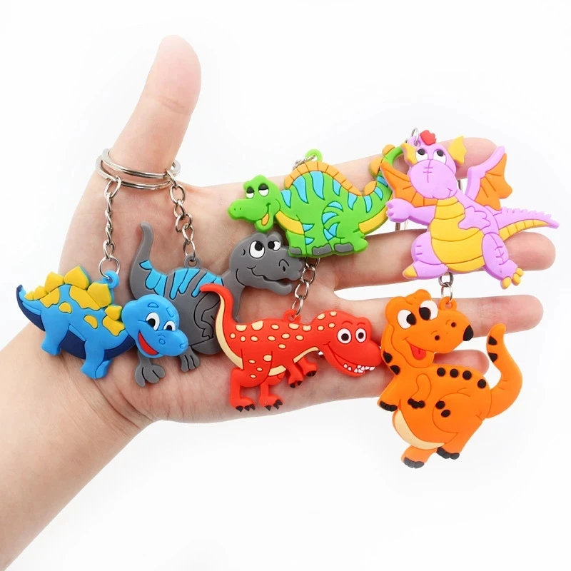 Wholesale Cute Animal Dinosaur Keychain Silicone PVC Cartoon Keychains ...