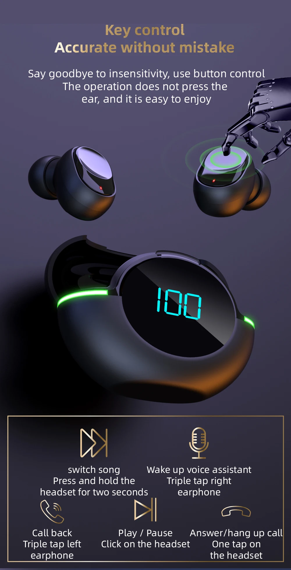 TWS Y80 Pro Gaming Earbud - Wireless Earphone with LED