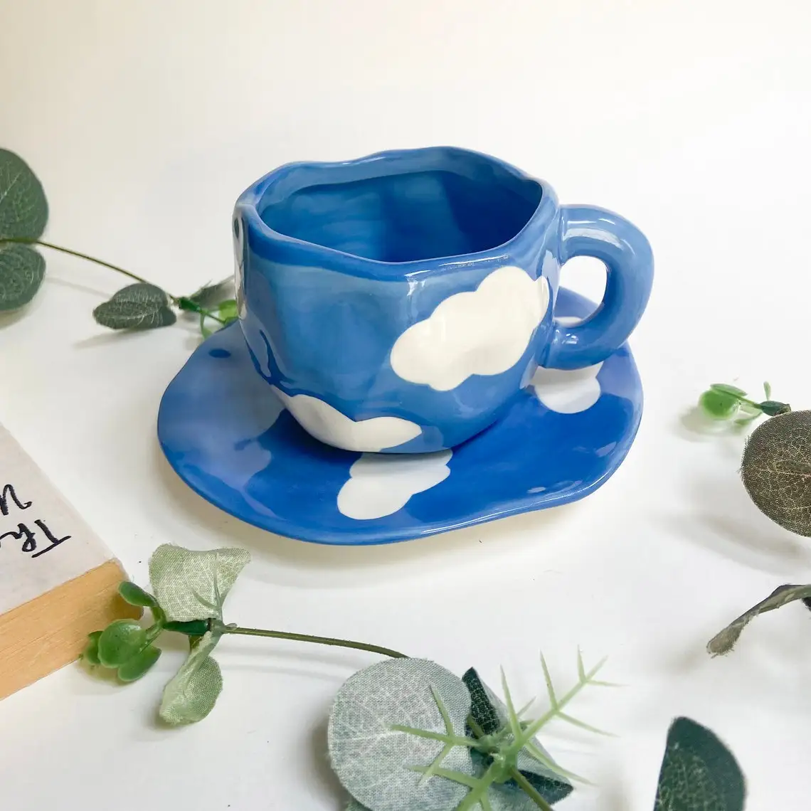 Scandi Style Hand Painted Cute Wonky Gift Set Ceramic Mugs
