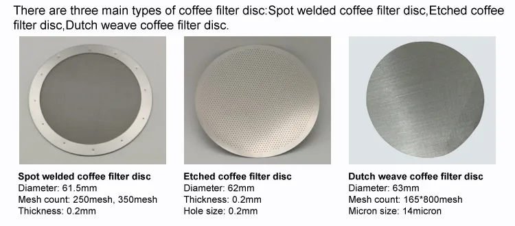150 Micron 58.5mm 53.5mm 51mm Puck Screen Puck Screen Sintered Coffee ...