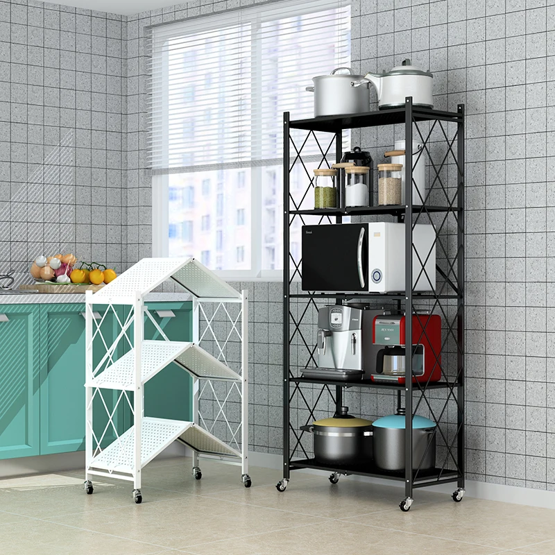 5-tier Folding Rack - Versatile Storage for Kitchen & Living