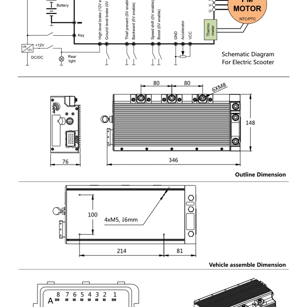 APT96600 Sine Wave Controller - 600A for 8kw Motor Power