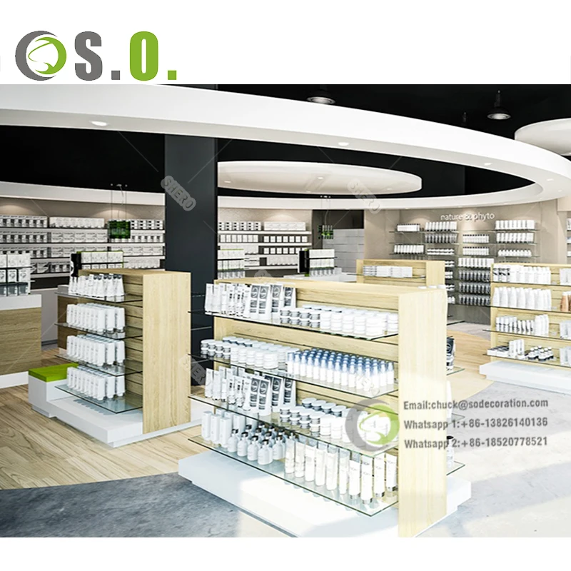 Medical Display Stand With Drawer Shelving Drugstore Furniture Retail ...