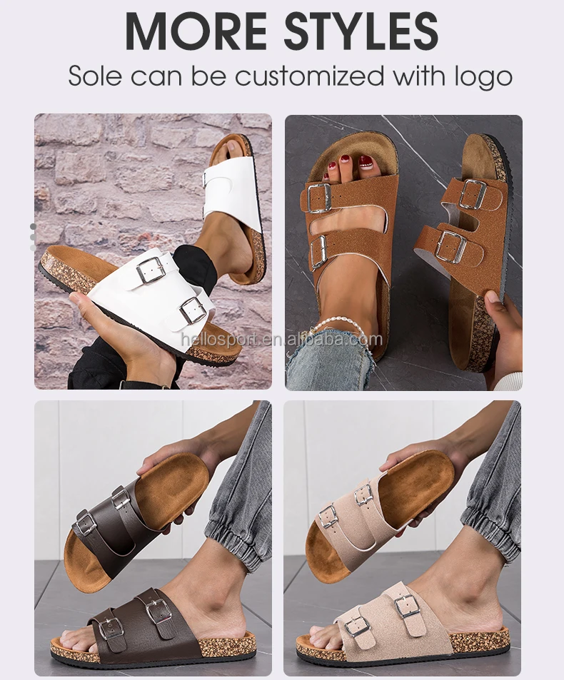 Hot Sale Taupe Cow Suede Leather Flat Sandals Birken Slide Sandals ...