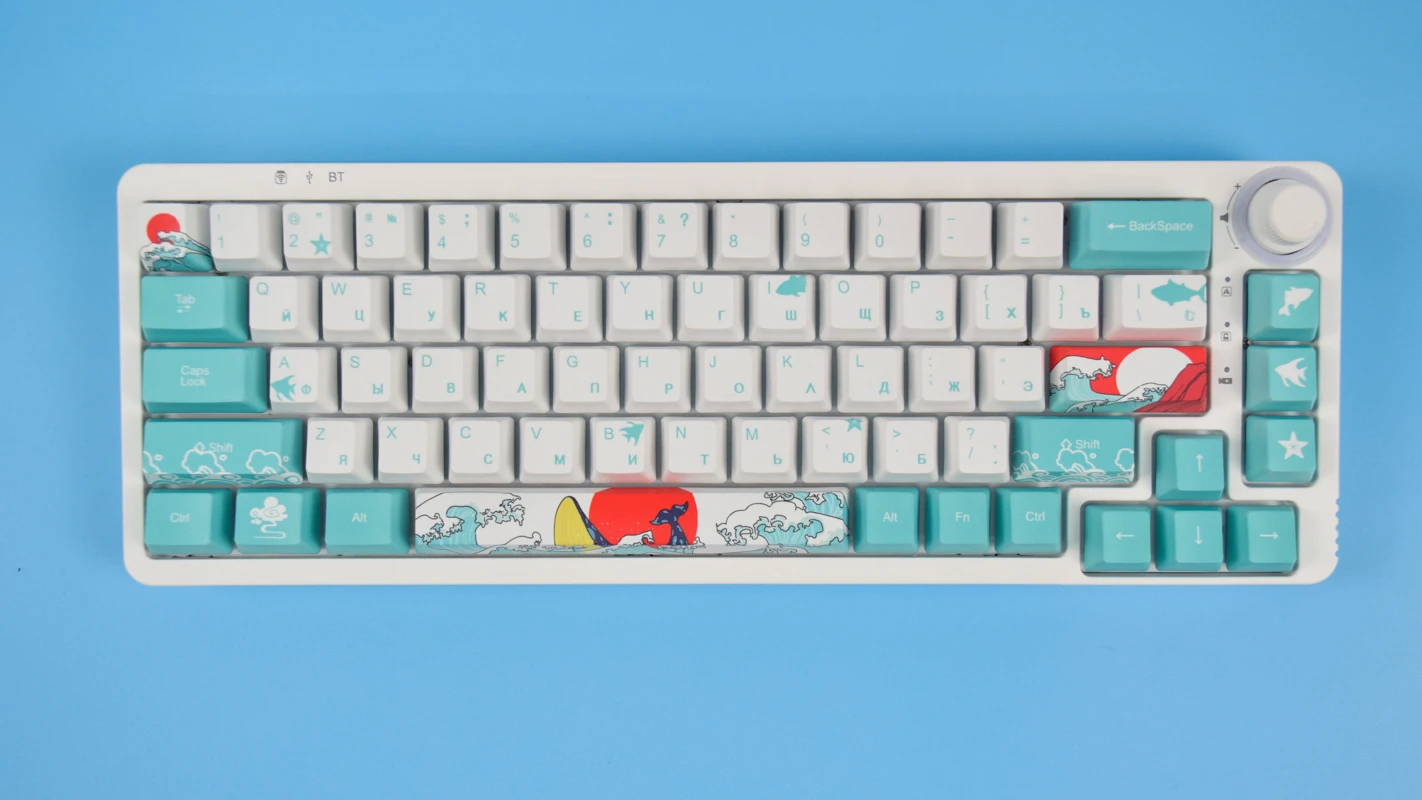Custom Language Layout Coral Sea Keycaps Dye Sublimation Keycap Russian ...