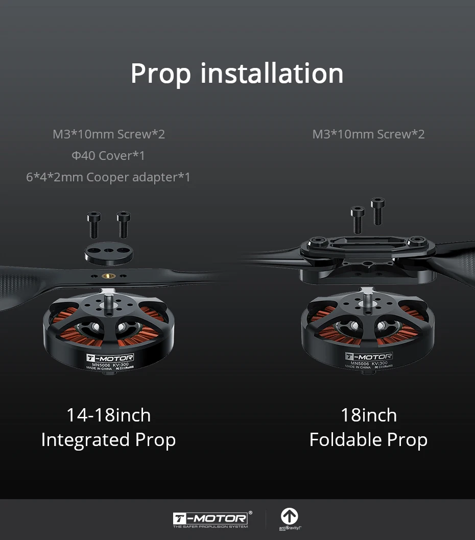 T-motor MN5006 KV300 KV450 Brushless Motor Antigravity Light ...