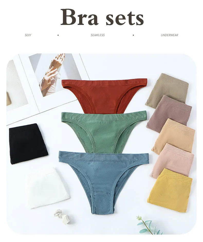 Comfortable Wire Free Bra Set Seamless Sports Bra & Briefs Set 2 Piece ...