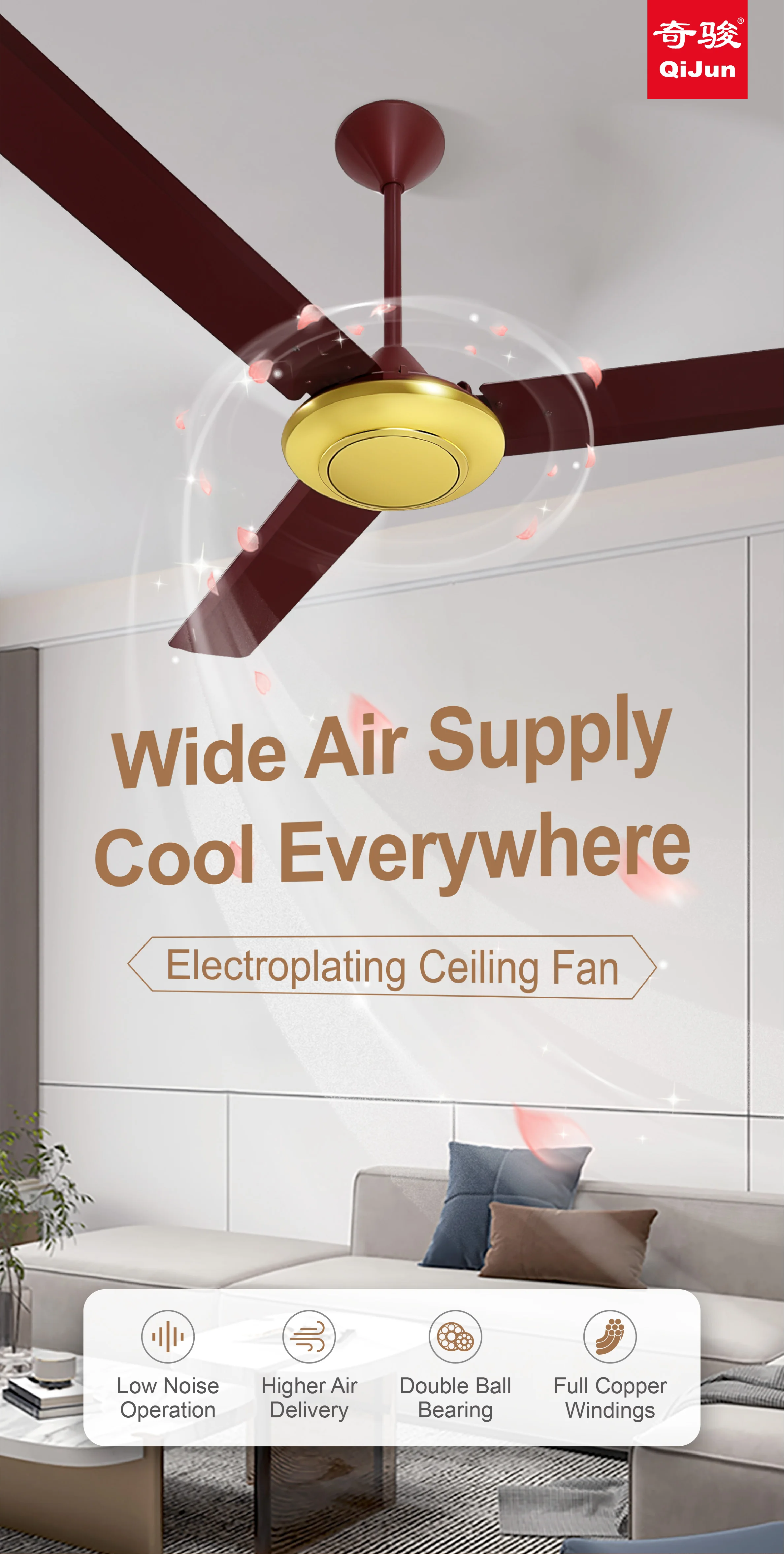 IPanasonic Style Ceiling Fan KDK Type Decorative Ceiling Fans Golden ...