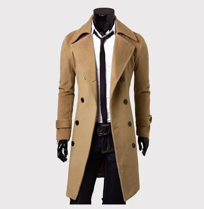 Wholesale Men's Trench Coat - Slim Long Jackets for Winter