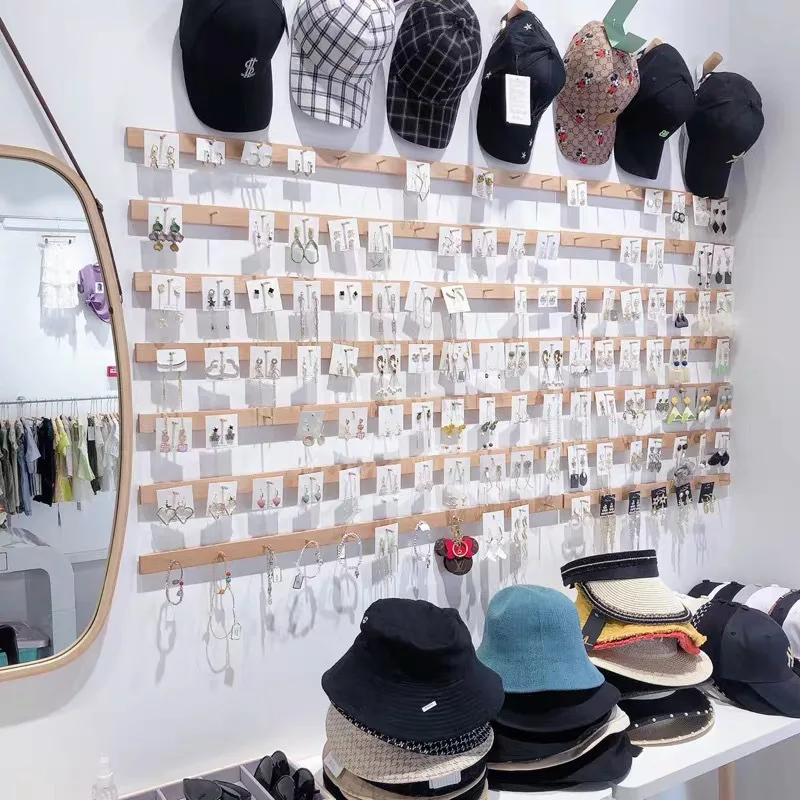 Solid Wood Earring Organizer Strings Hair Bands Necklaces Bracelets ...