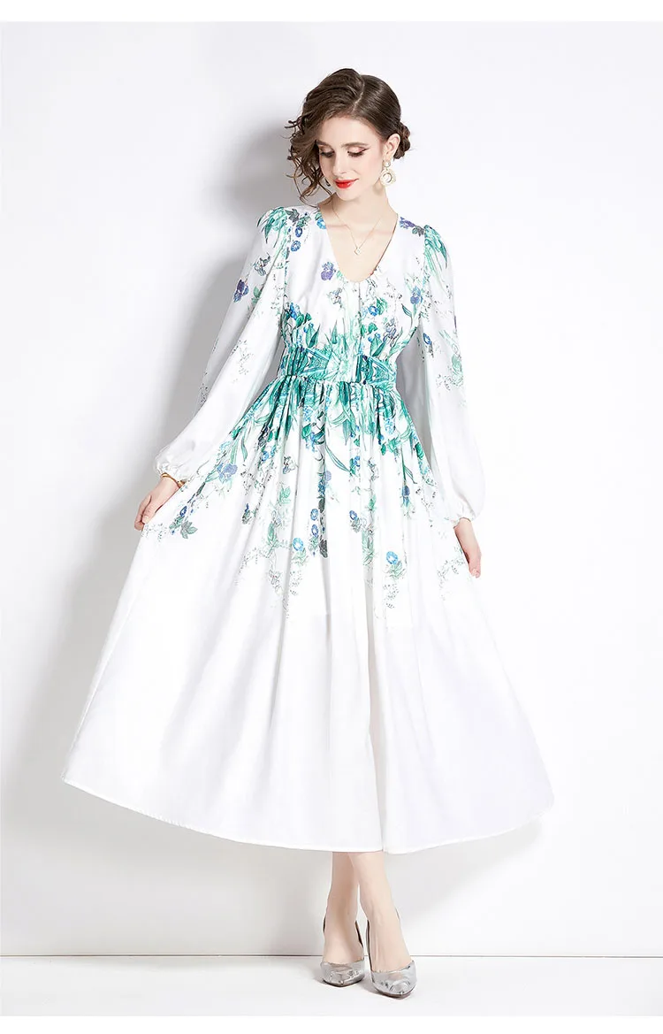 New 2024 Spring Positioning Print Elegant U-neck Fresh And Versatile ...