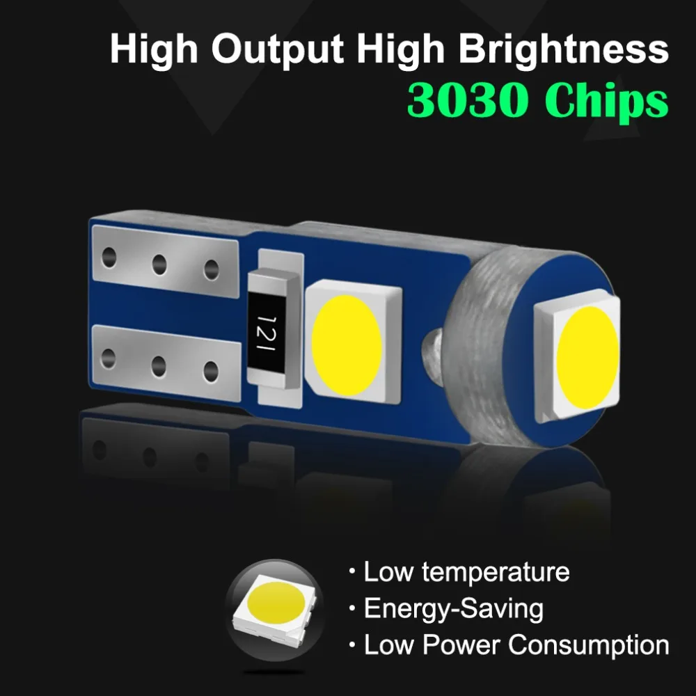 T5 Led Bulb 3smd 3030 Chips Super Bright W3w W1.2w Car Dashboard Instrument Panel Lamp Warming ...