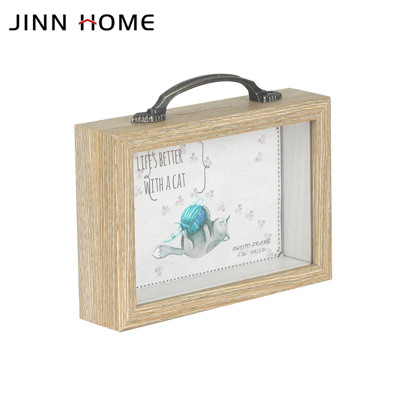 Shadow Money Box Decorative Money Box Wooden Piggy Bank With Handle ...