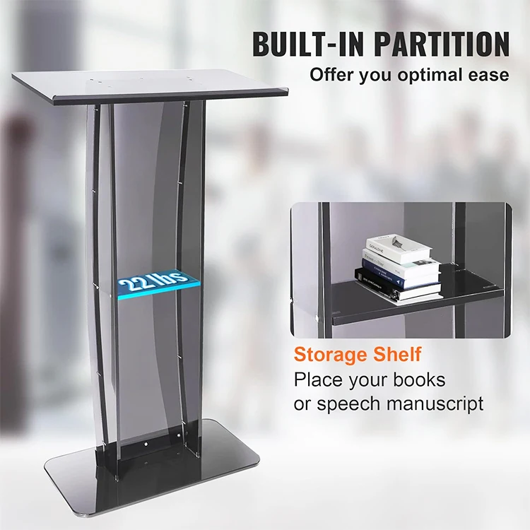 Portable 47" Clear Acrylic With Wide Reading Surface & Storage ...