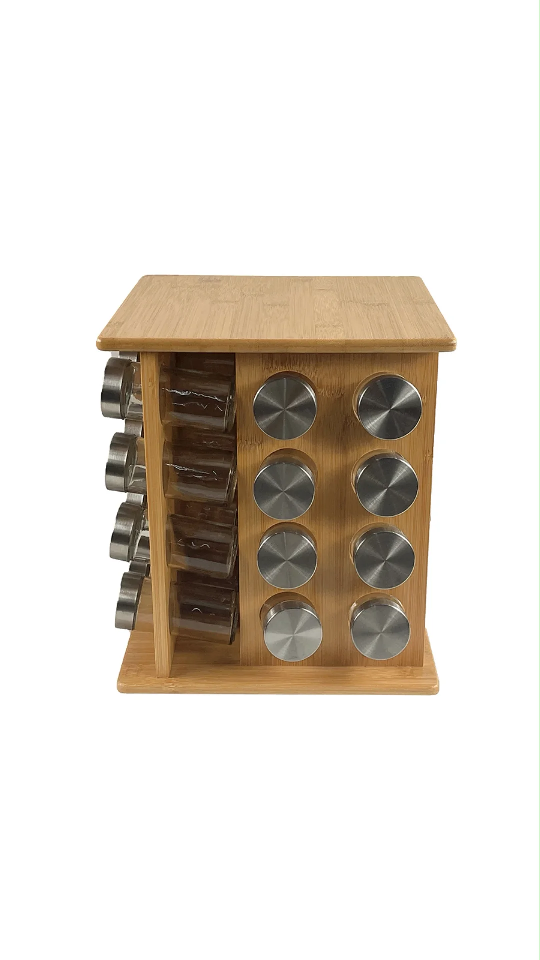 Bamboo Rotating Spice Carousel Lazy Susan For Countertop,32 Jars Wooden ...