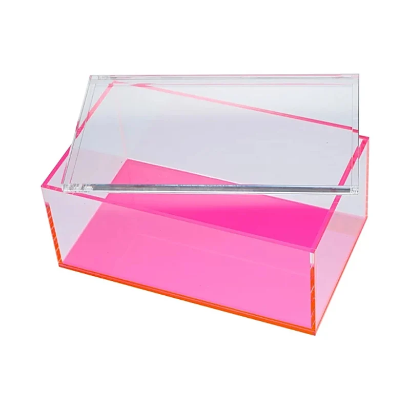 Clear Neon Pink Acrylic Display Shadow Box - Organize with Style