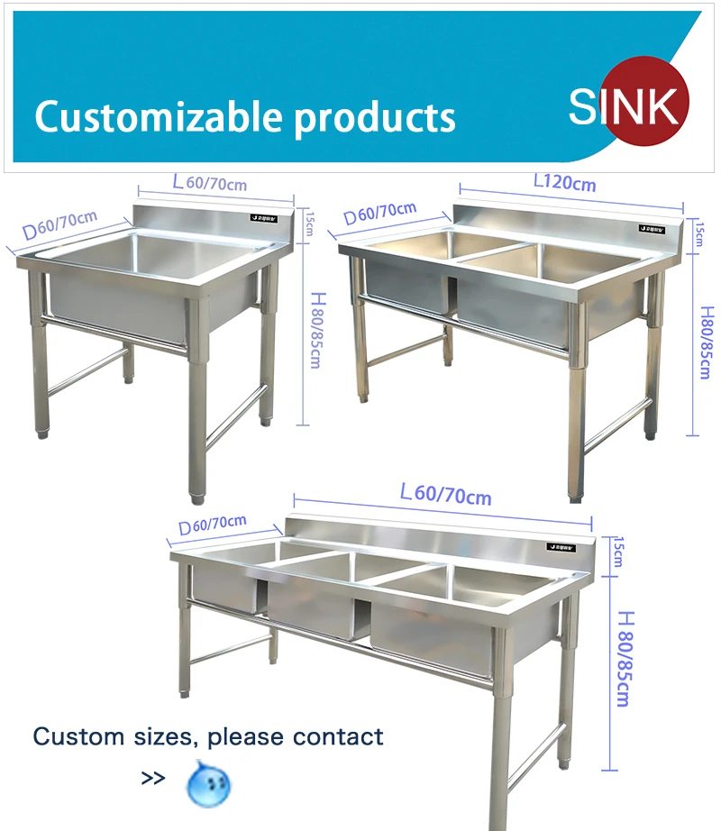 Large Single Tank Commercial Kitchen Stainless Steel Dishwashing Sink ...