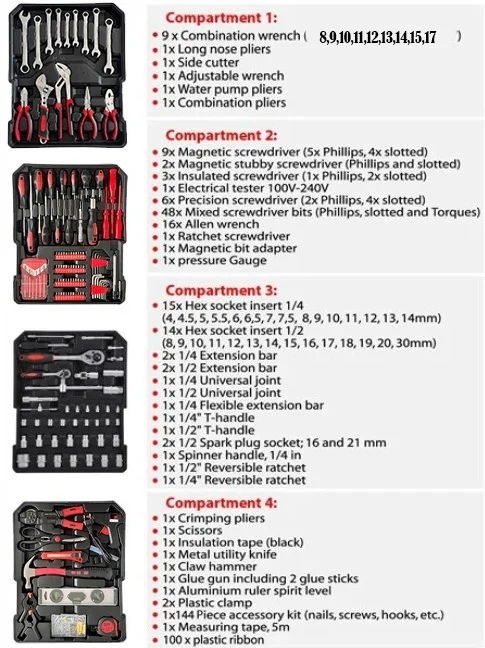 499 Piece Tool Set Kit with Pull-Along Suitcase & Aluminum Box ...