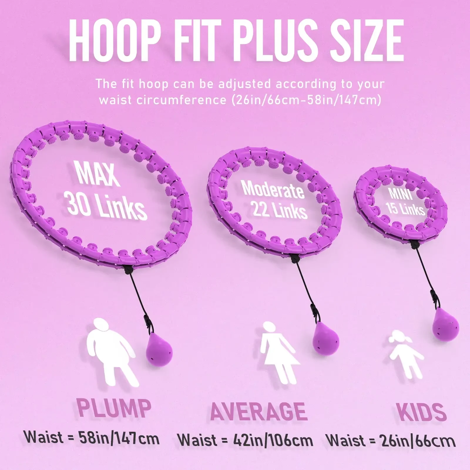 Portable Hula Ring Circle Hoop with Weighted Massage for Adults Weight ...