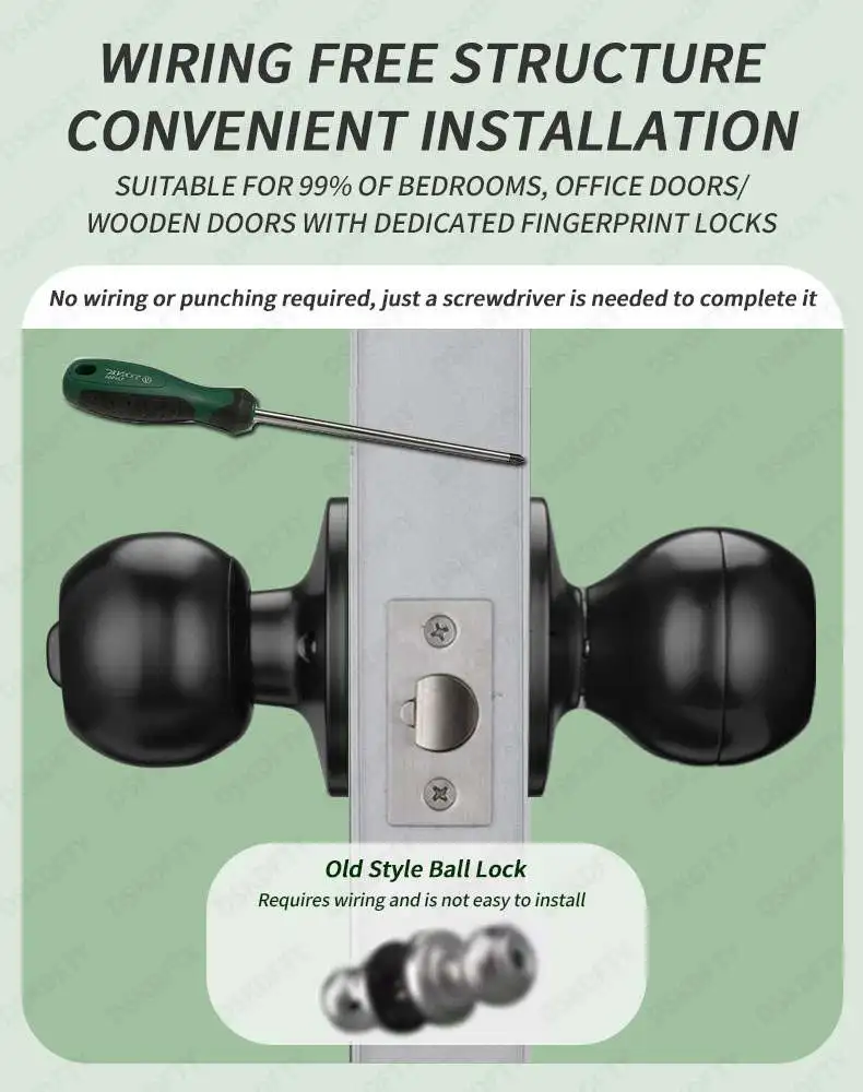 Smart Wi-Fi Fingerprint Sensor Key Lock for Wood Doors Battery Operated ...