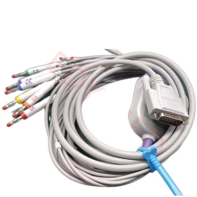 EKG Cable 10 Lead IEC EKG Cables Compatible With Edan SE-12 , Mindray ...
