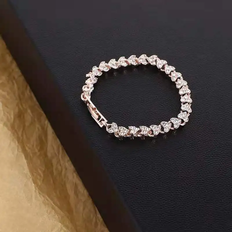 Luxury Roman Crystal Bracelet For Women Fashion Heart Chain Bracelets