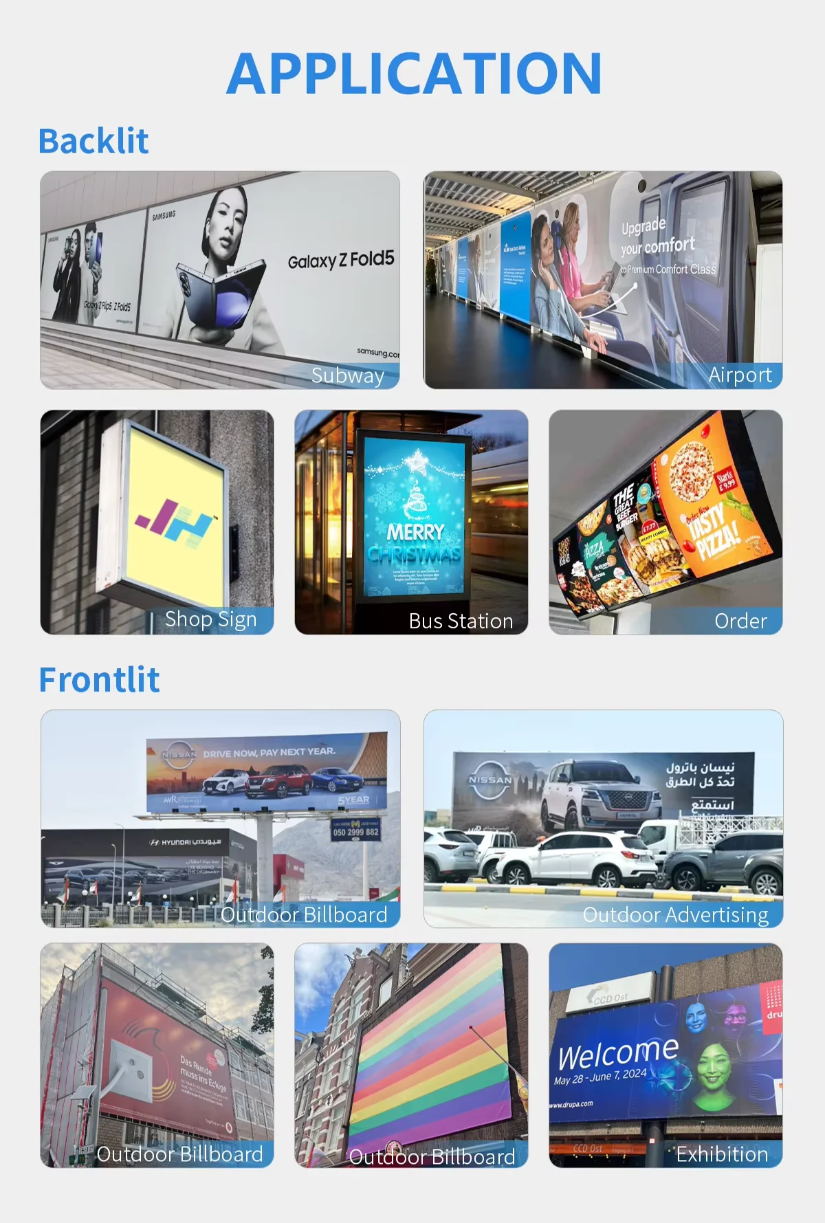 Glossy Surface Printable Backlit Flex Banner PVC PE Advertising ...