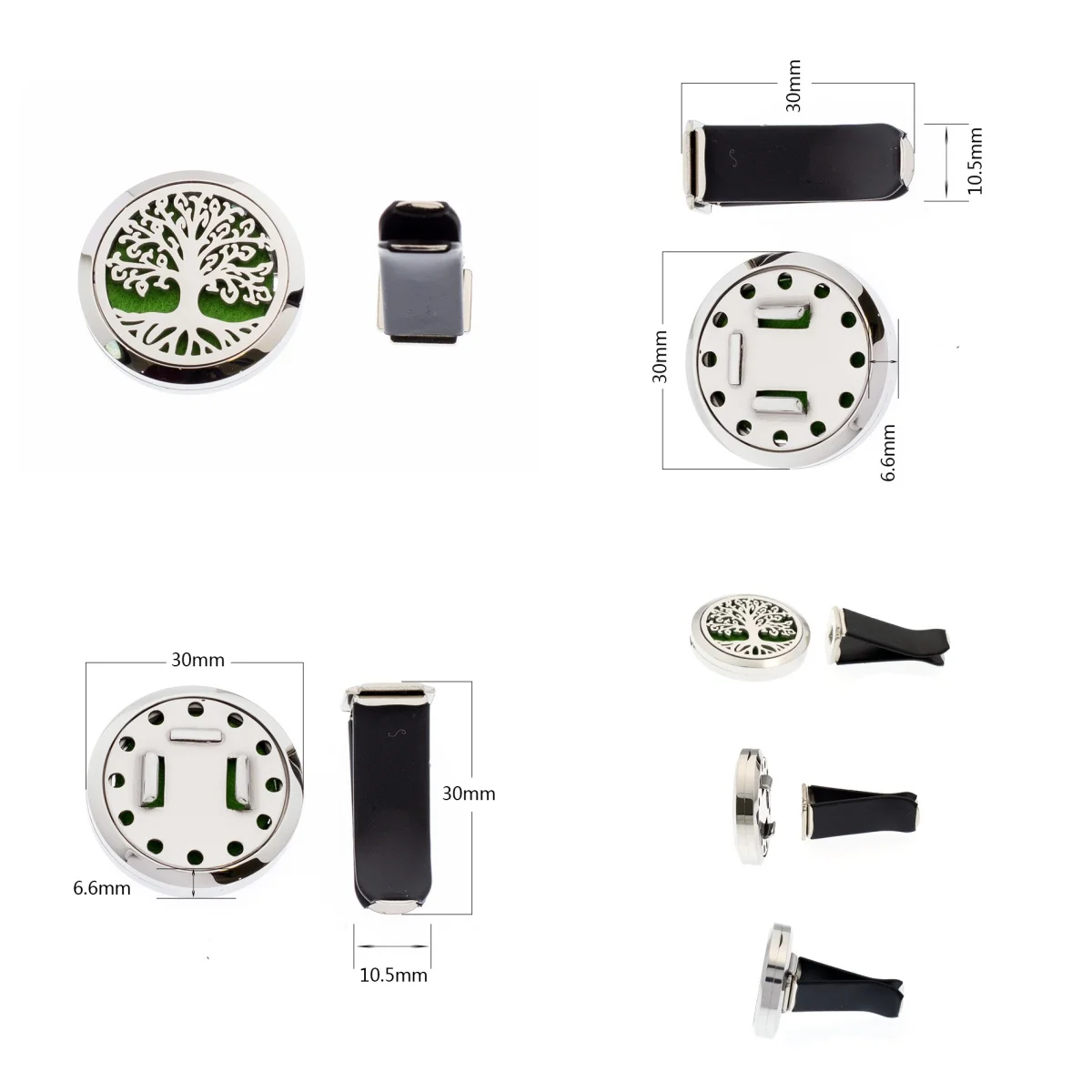 Stainless Steel Car Diffuser Vent Clip Round Shape Decoration Metal Car ...