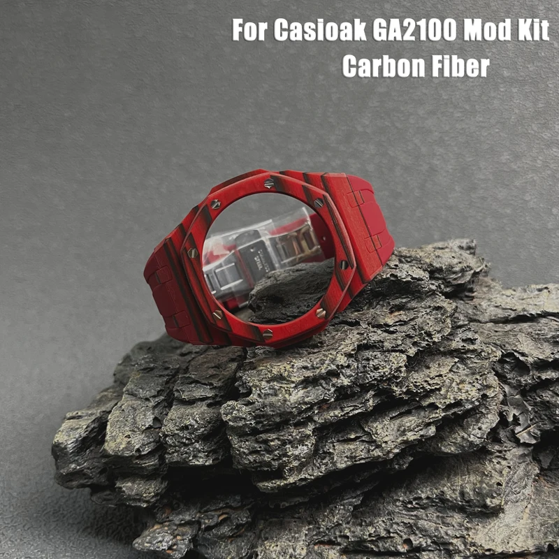 For Casioak Ga2100 Carbon Fiber Mod Kit Metal Luxury Wristband Modified ...