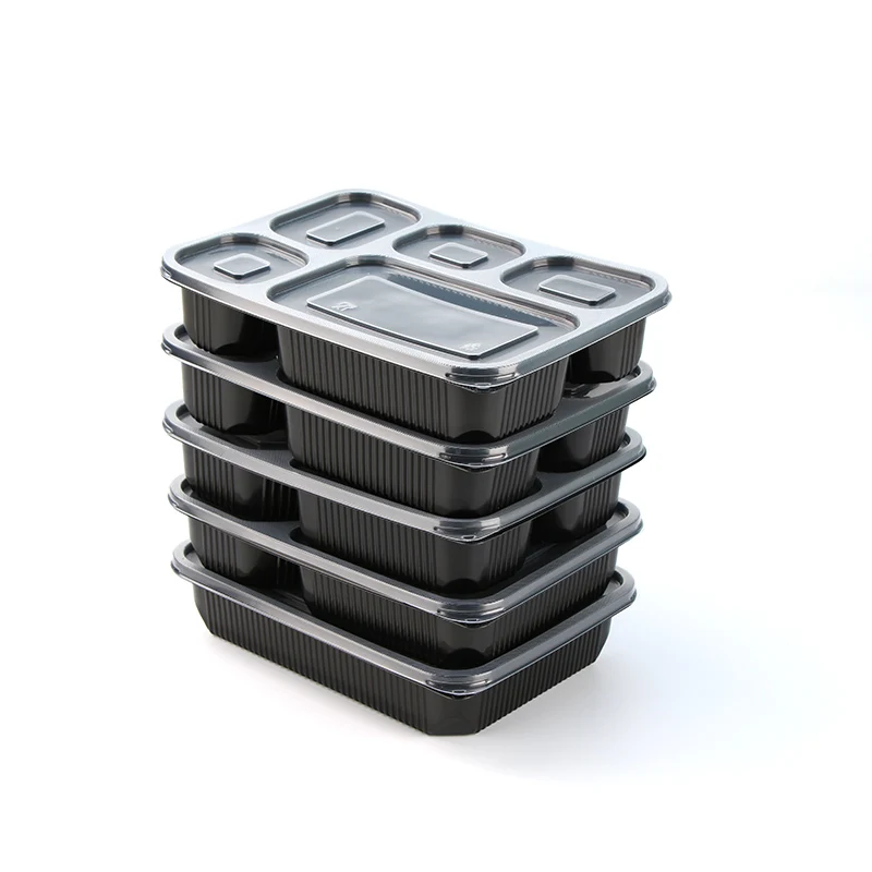 5 Compartment Plastic Bento Lunch To Go Box Disposable Food Containers ...