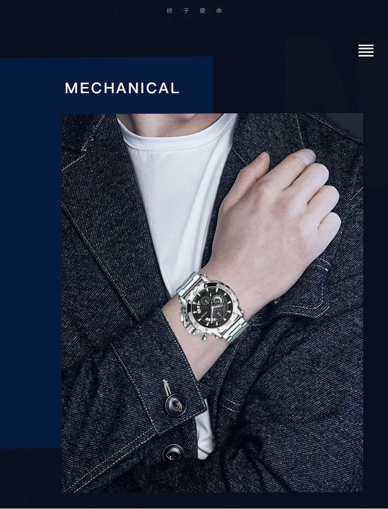 LILUOKE Stainless Steel Watch - Waterproof & Luminous